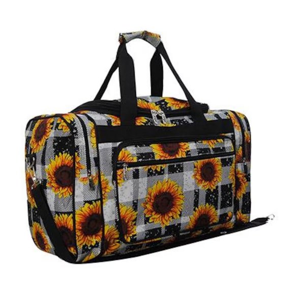 NGIL | Bags | Ngil Buffalo Plaid Sunflower Black Duffle Bag 2 Vibrant Floral Print Nwt | Poshmark